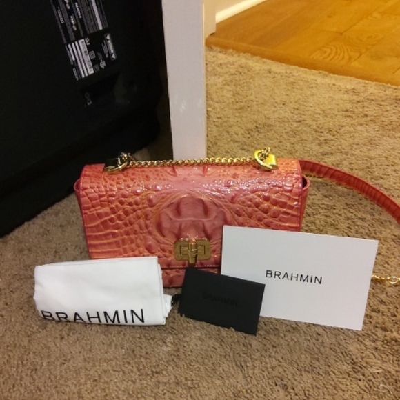 Brahmin | Bags | Brahmin Pink Crossbody Bag With Crocodile Texture ...